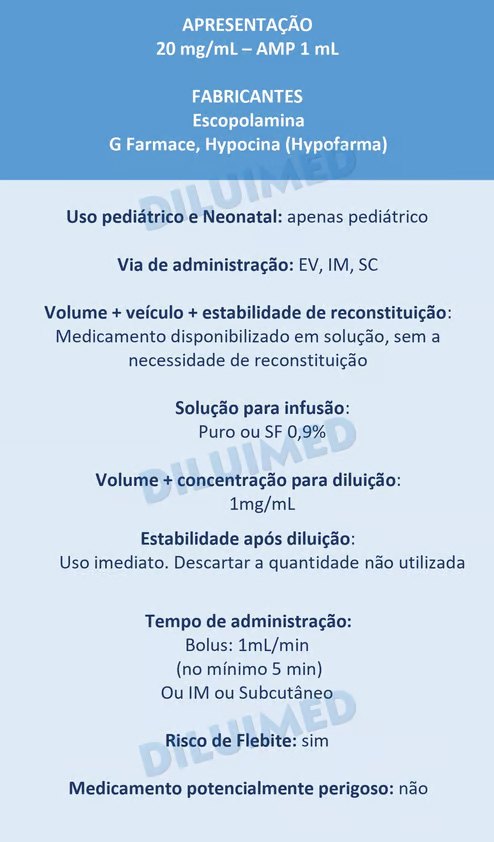 ESCOPOLAMINA – Diluimed Diluição de medicamentos