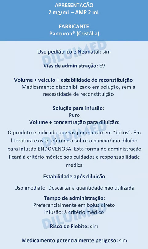 PANCURÔNIO – Diluimed Diluição de medicamentos